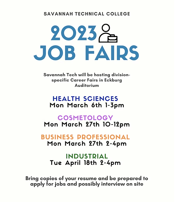 Savannah Technical College 2023 Career Fairs Savannah Technical College 2023 Career Fairs