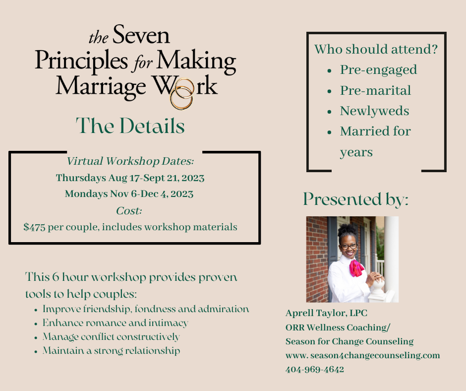 7 Principles for Making Marriage Work Virtual Workshop