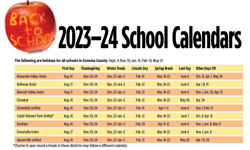 2023–24 School Vacation Days | Sonoma Family Life Magazine