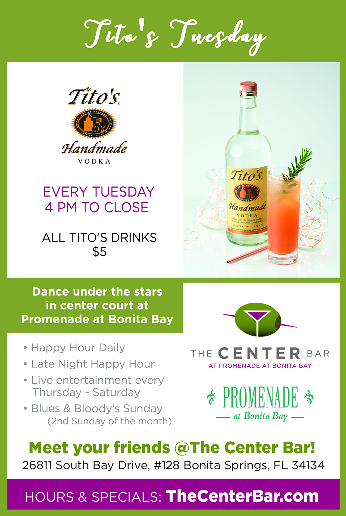 Tito's Tuesday at The Center Bar
