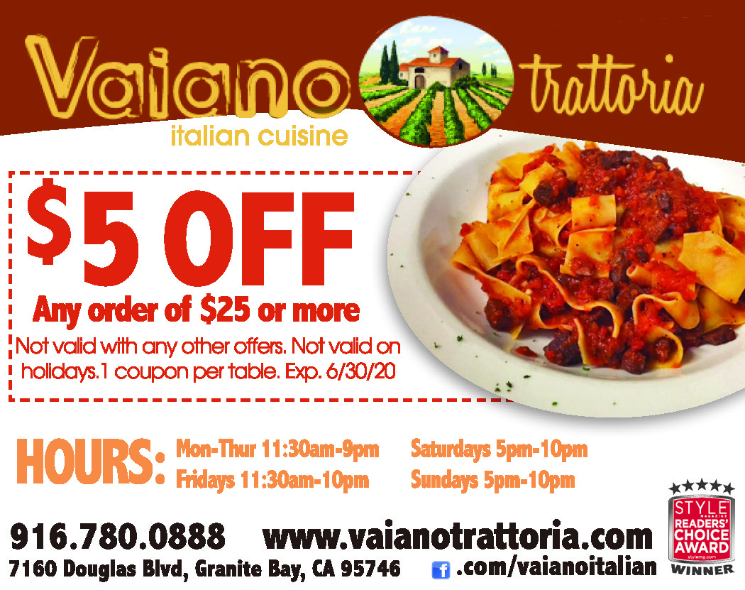 Vaiano Trattoria—Italian Cuisine in Granite Bay—Style Savings Guide ...