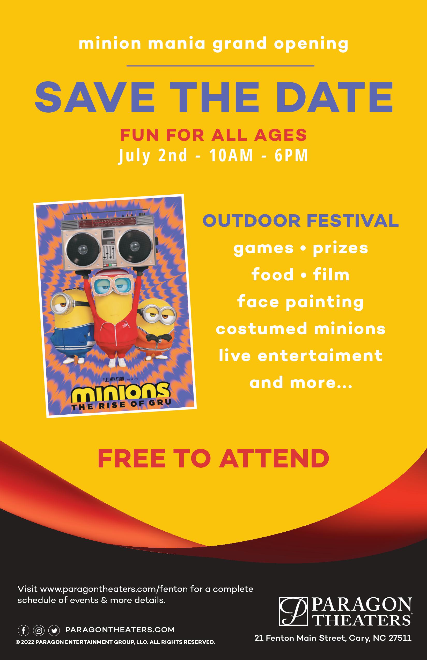 Paragon Theaters Fenton Grand Opening MINION MANIA Event