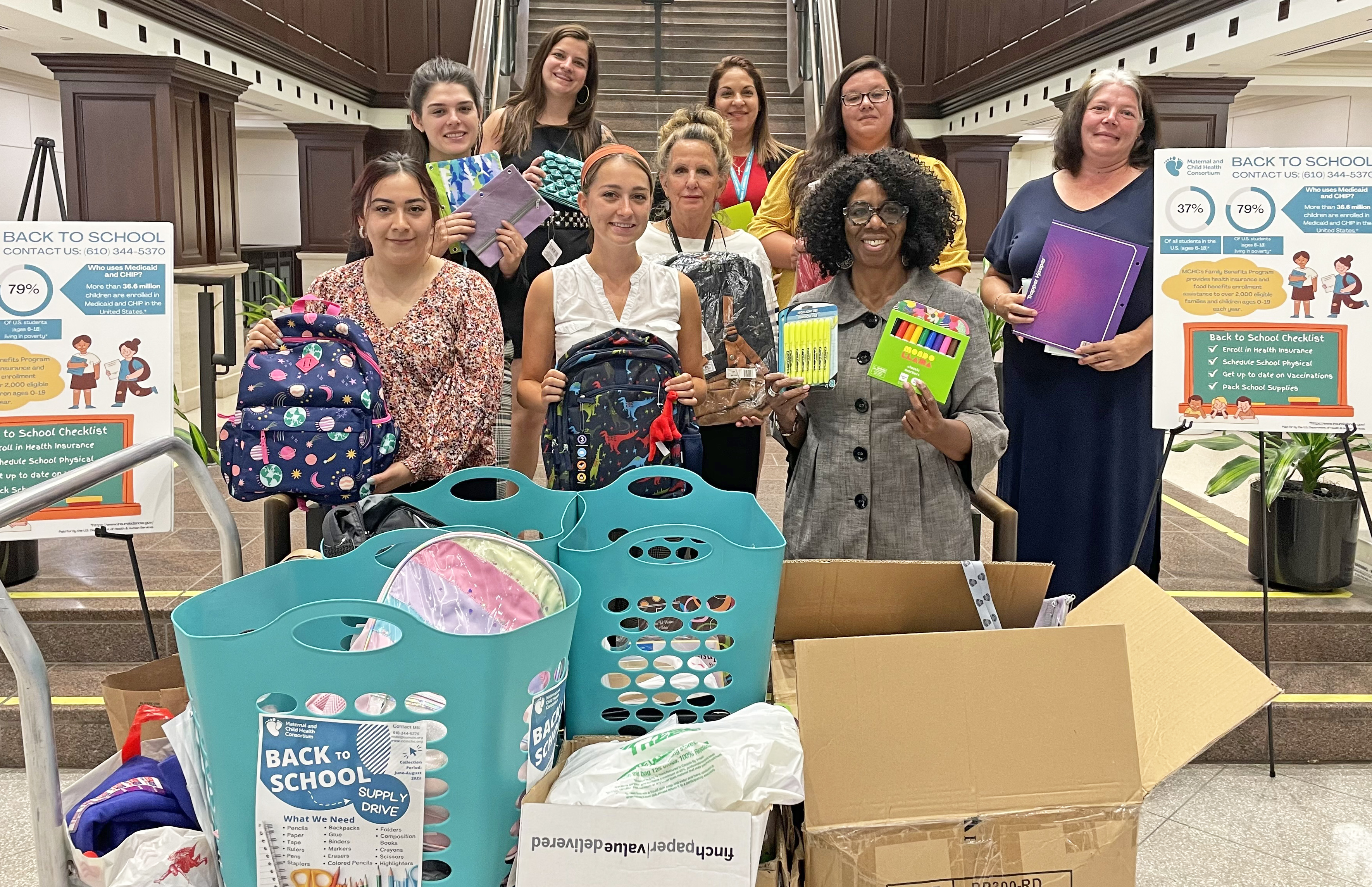 County offices present school supplies to Maternal and Child Health ...